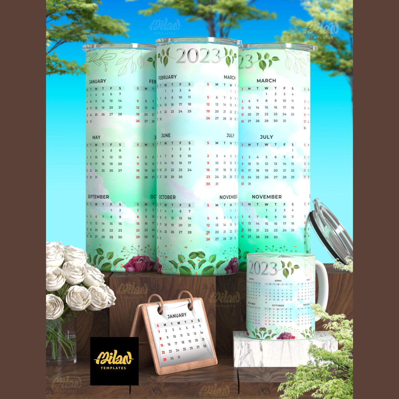 Calendar - 2023 - Sublimation Design - Milan Templates