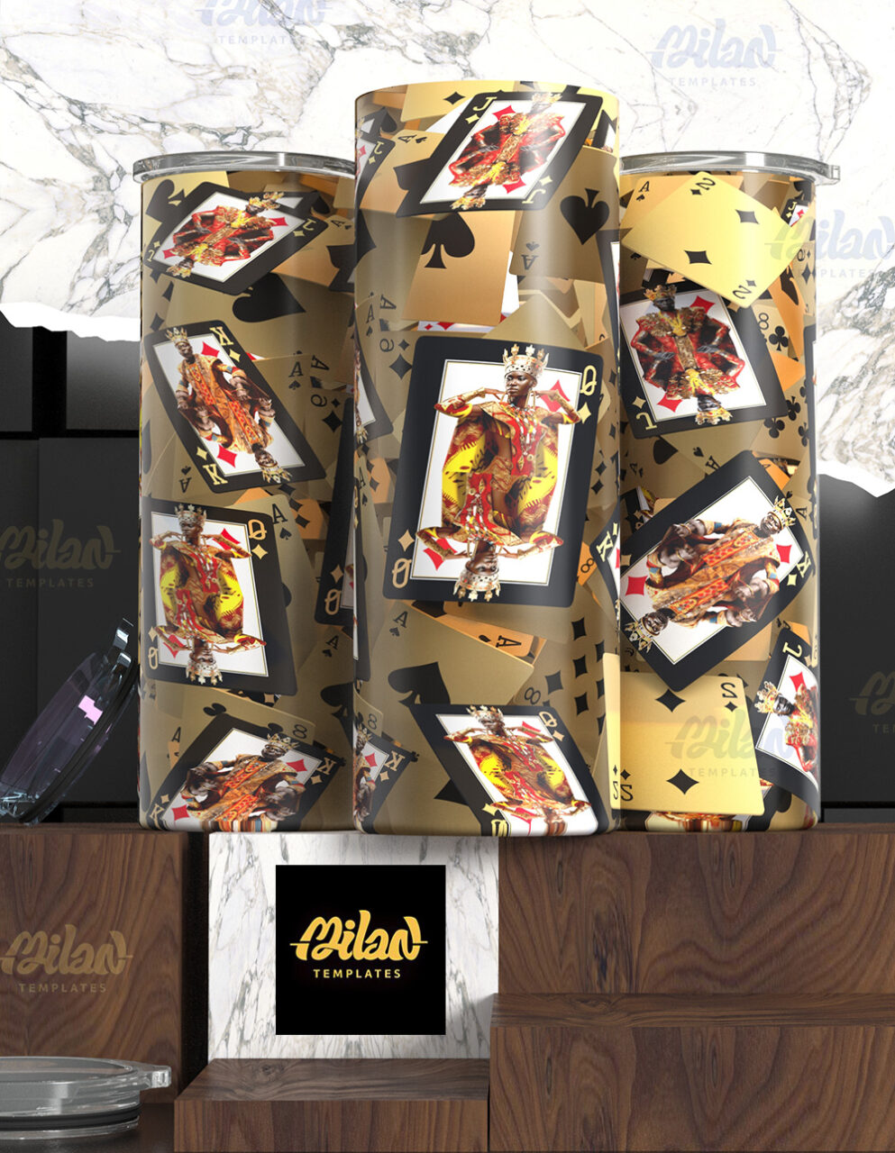 Playing Cards - King and Queen Black - Sublimation Design - Milan Templates