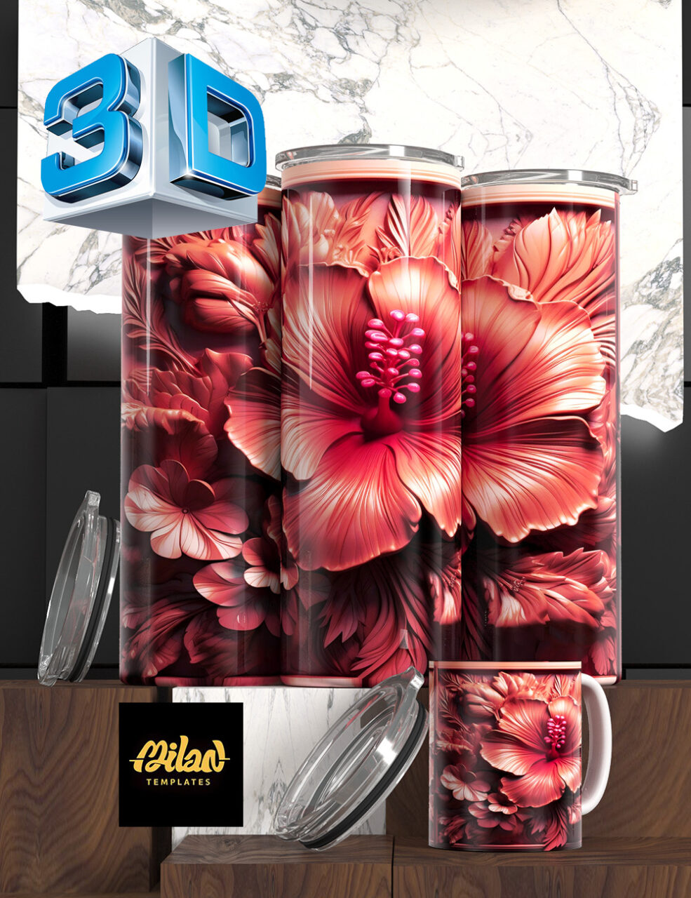 Bundle Flowers 3D - Sublimation Design - Milan Templates