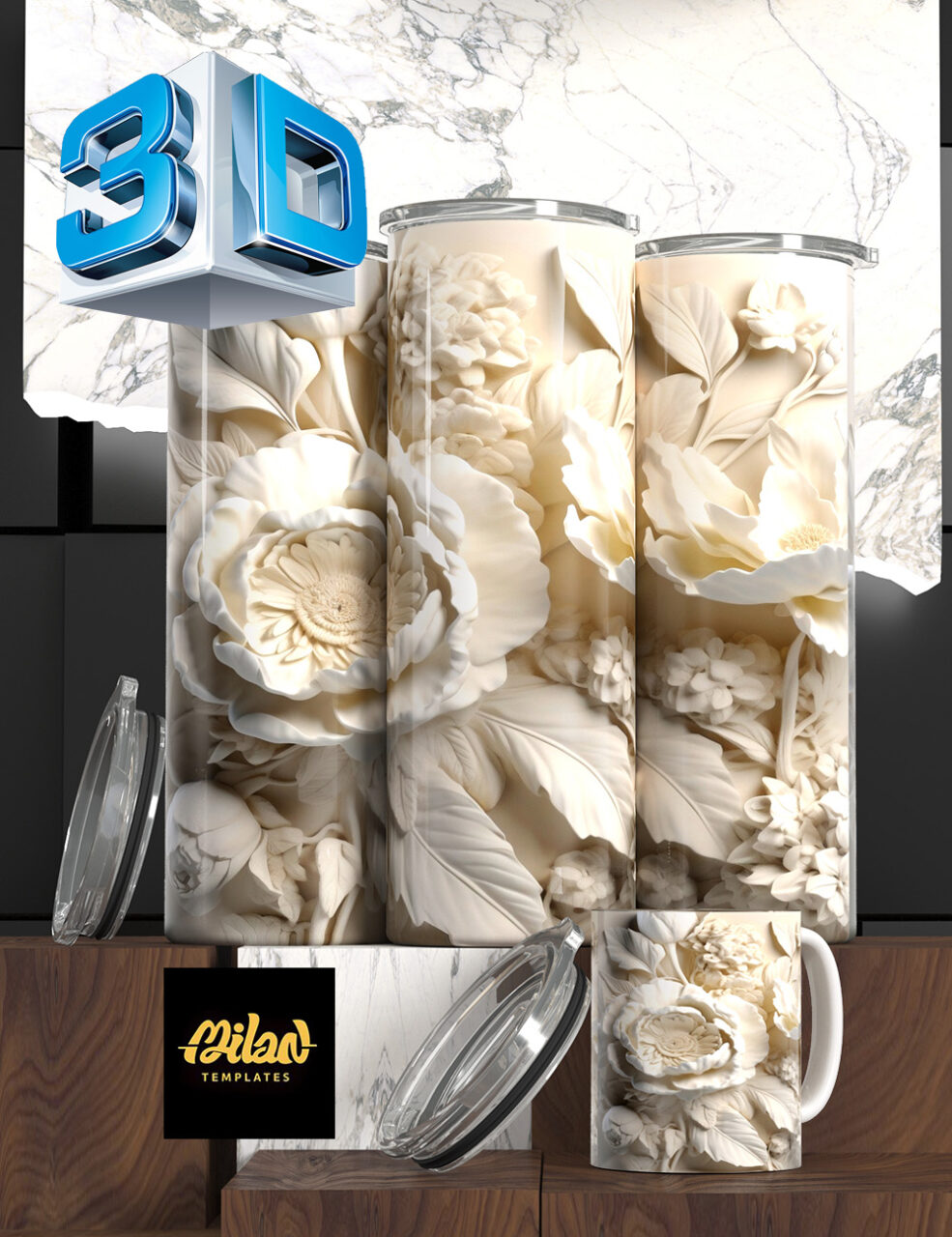 Bundle Flowers 3D - Sublimation Design - Milan Templates