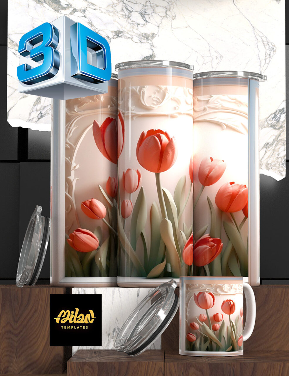 Bundle Flowers 3D - Sublimation Design - Milan Templates