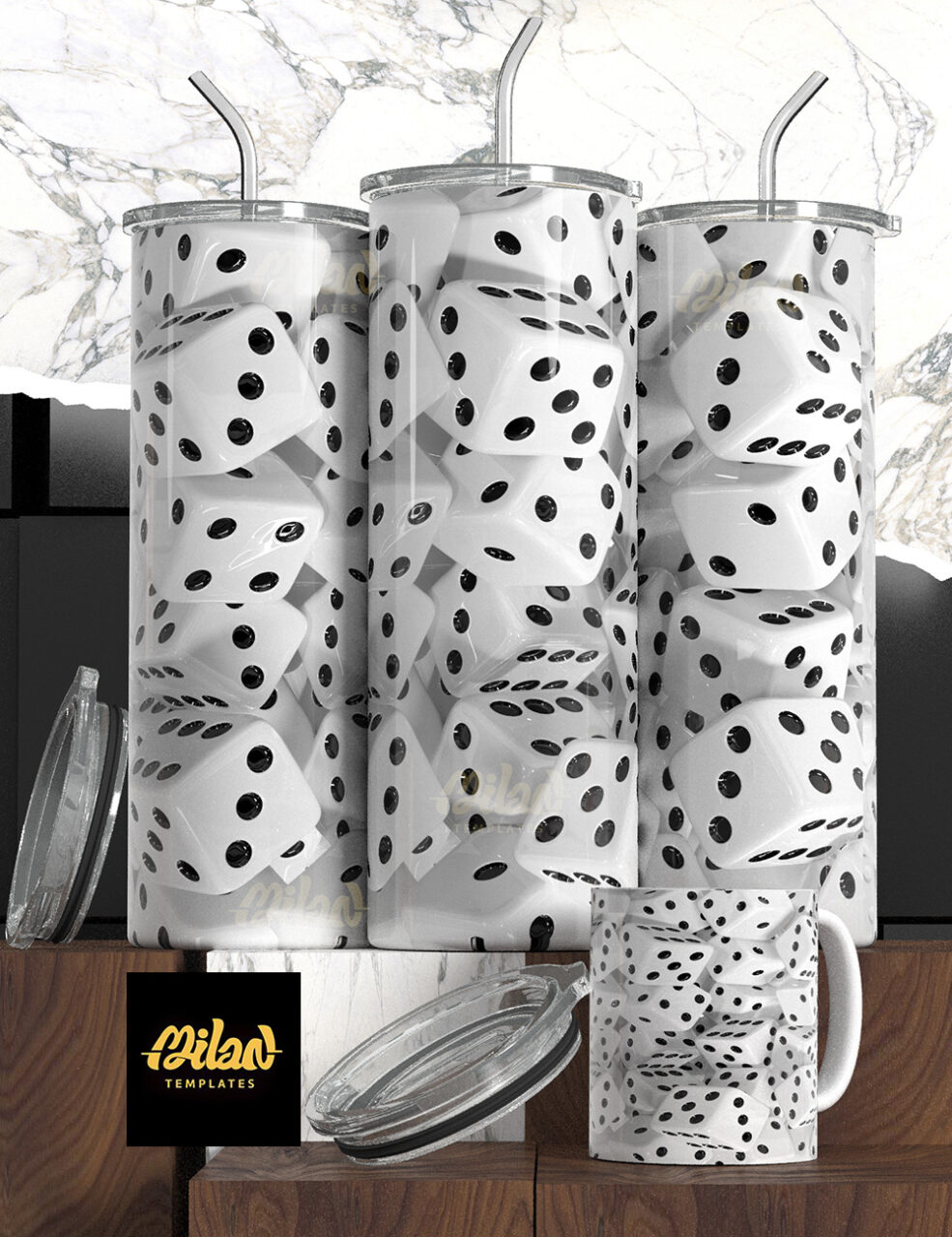 Bundle Dice 3D - Sublimation Design - Milan Templates