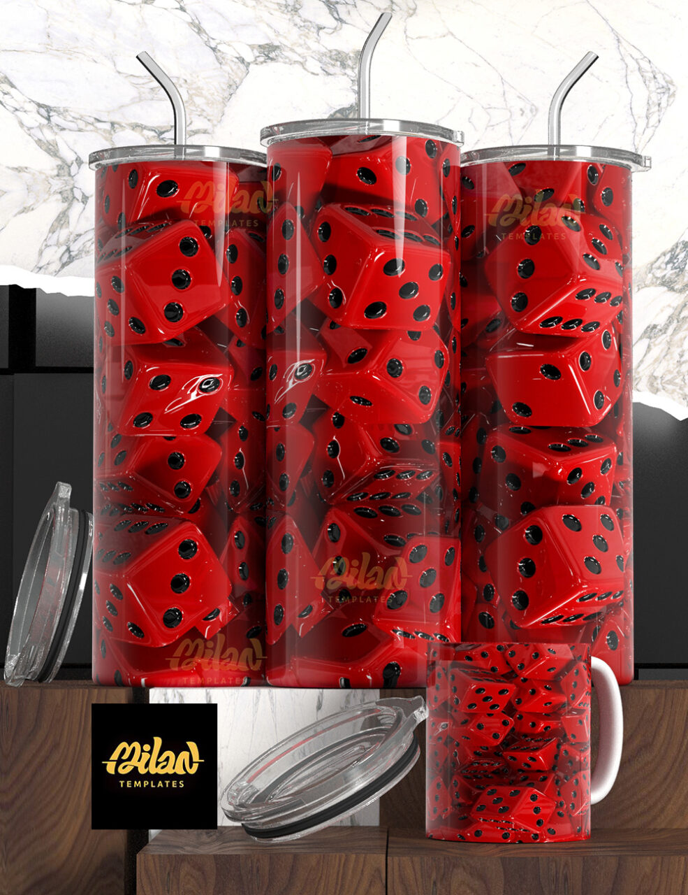 Bundle Dice 3D - Sublimation Design - Milan Templates